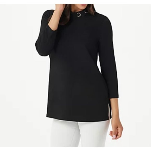 Susan Graver | Tops | Susan Graver Liquid Knit Mockneck Tunic With ...